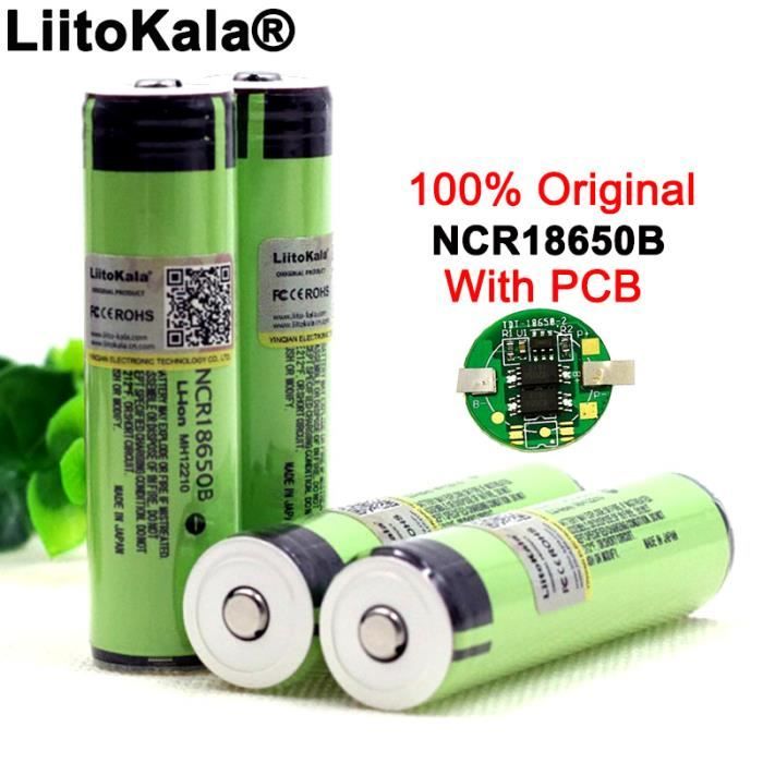 Batterie 3PCS-VEITOKALA Batterie Rechargeable Originale 18650 NCR18650B, 3400mAh, avec PCB 3.7V ...