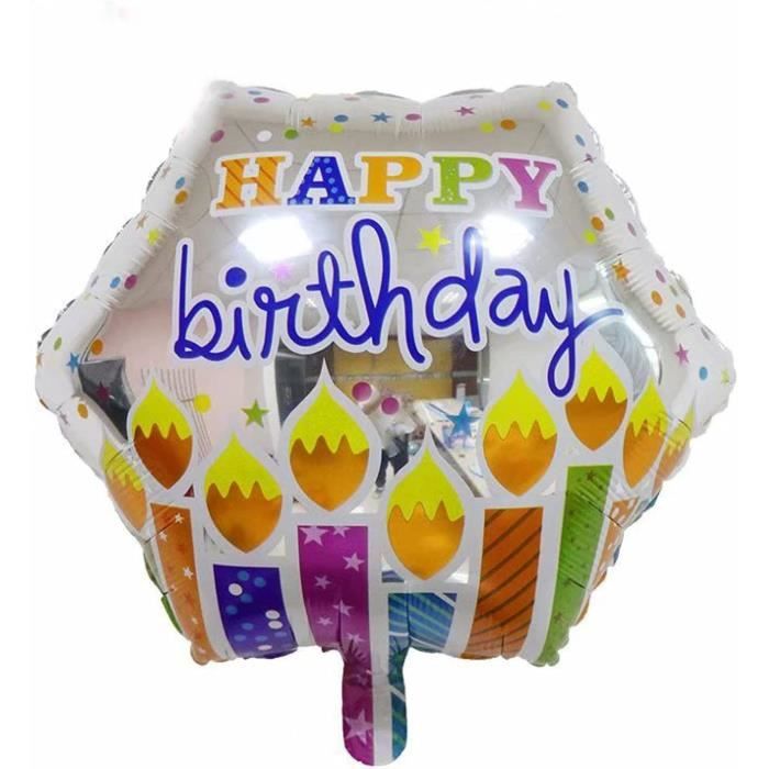 10 Pièces 18 Pouces Joyeux Anniversaire Ballons En Aluminium Hexagone Ballon D'Hélium Rond ...