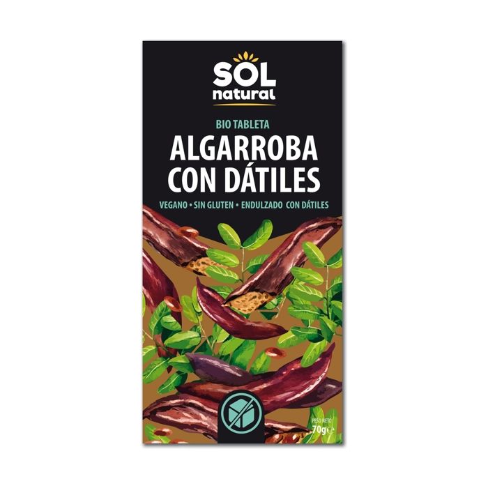 SOL NATURAL - Chocolat bio à la caroube et aux dattes 70 g (Cacao ...