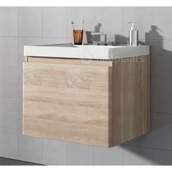 Meuble de salle de bain Vienna 60cm lavabo Chêne blanc – Armoire de ...