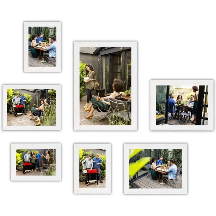 Set De Cadres Photo Collage Paris Avec 7 Cadres En Bois Blanc, Composé ...