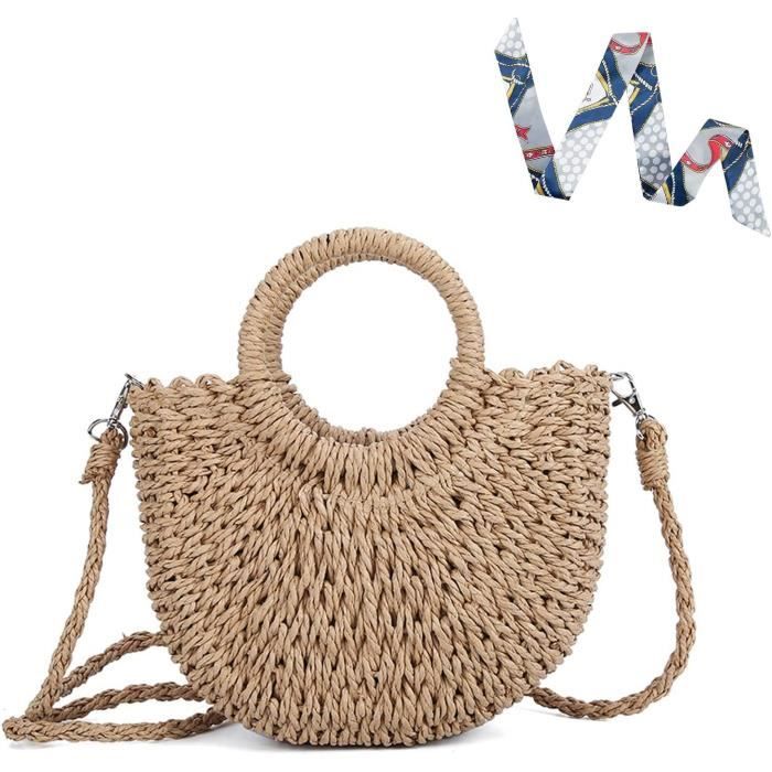 Sac De Plage D'Été En Paille Pour Femme Tressés À La Main,Sac À Main ...