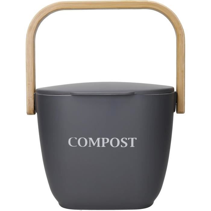 Bac À Compost De Cuisine En Bambou, Avec Couvercle Amovible, Compostage ...