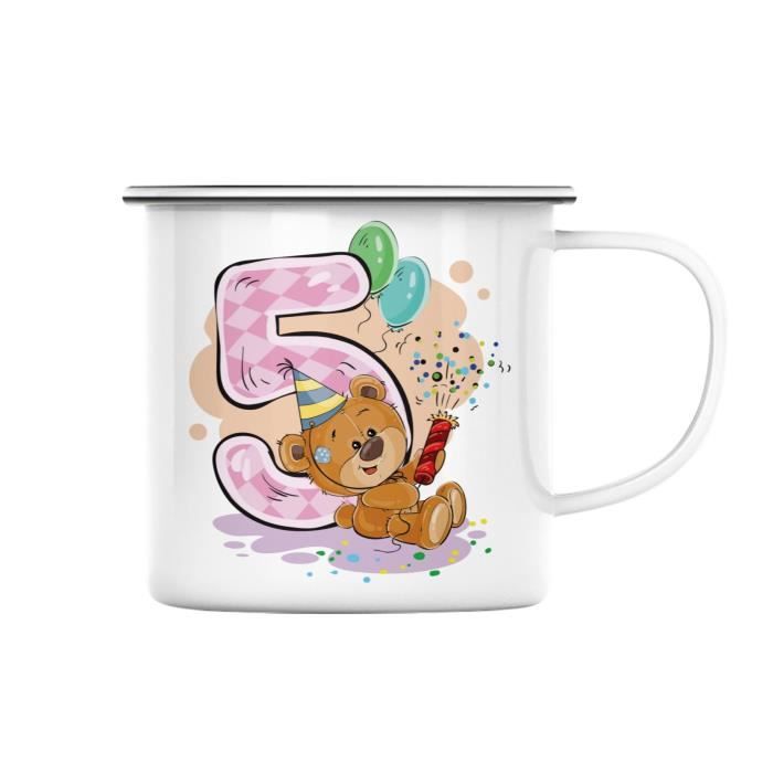 Mug en Métal Emaillé 5 ans Anniversaire Illustration Ourson Dessin ...