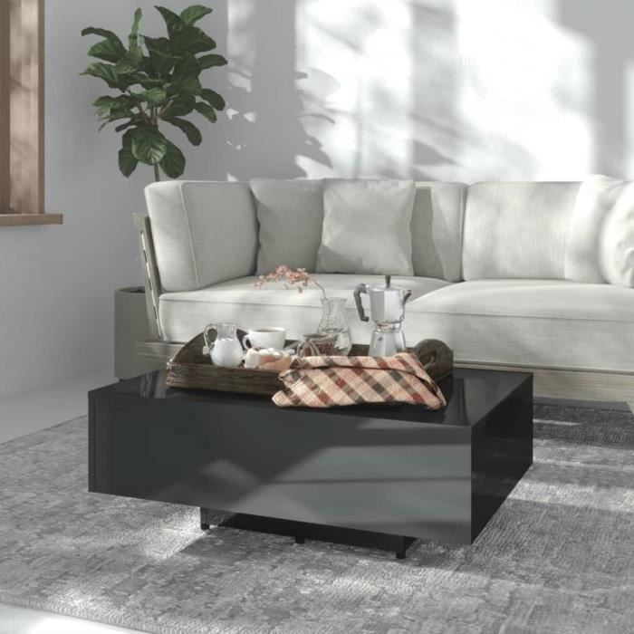 CESAR Table Basse Noir Brillant 85X55X31 Cm Aggloméré 9788256876464 ...