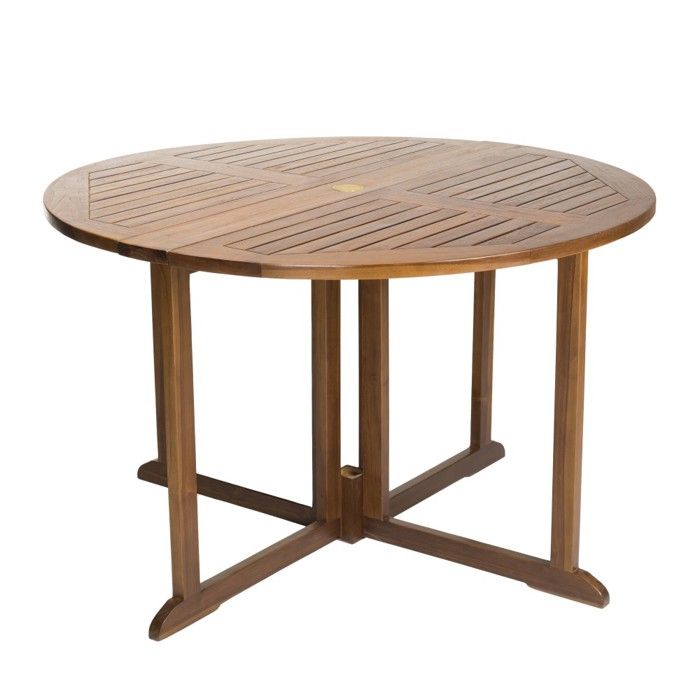 Table De Jardin En Teck Huilé "troxi" 120cm Naturel - Paris Prix Marron ...