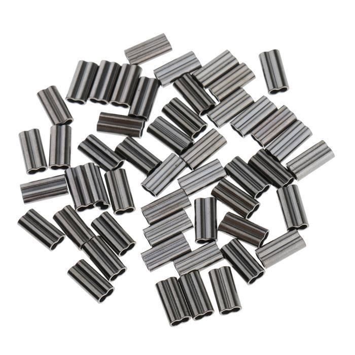 50pcs Mini Copper Double Barrel Crimp Sleeves en Cuivre Résistant ...