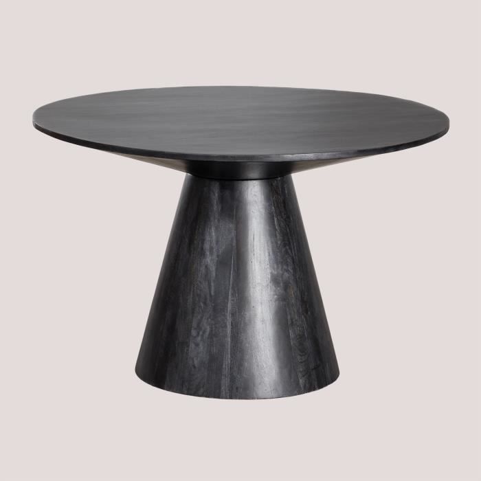 SKLUM Table à Manger Ronde en Manguier (Ø120 cm) Weymar Noir uni Noir ...