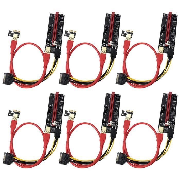 Paquet de 6 Cartes Adaptateur PCIe Double Puce PCI-E 16X à 1X ...