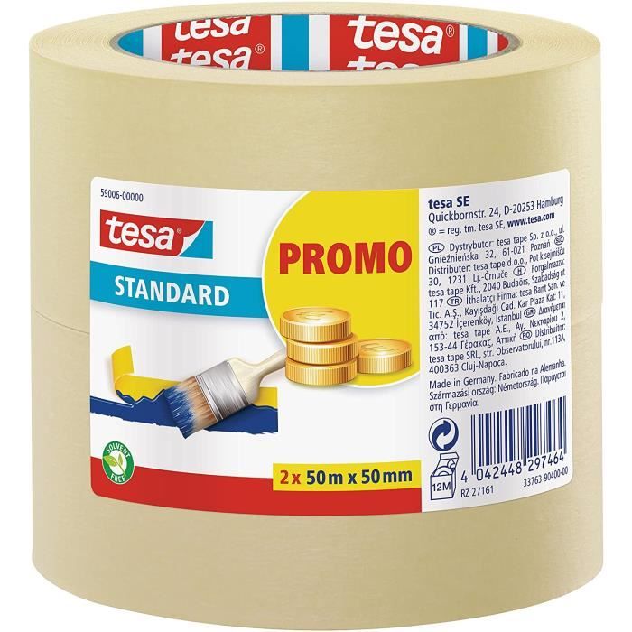 Ruban adhésif - TESA - 59006 - 50 m - 50 mm - Multi-usages - Pack de 2 ...