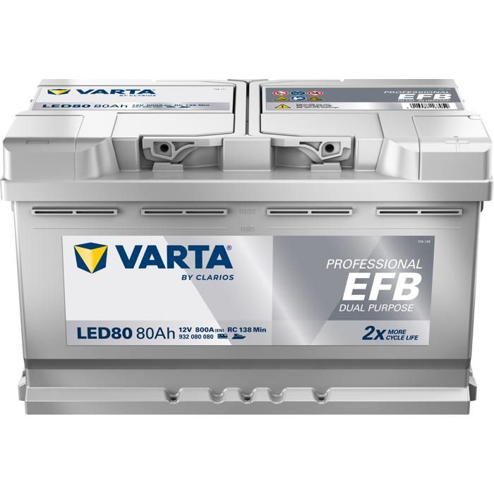 Batterie VARTA Professional Dual Purpose EFB LED 80 12V 80AH 800 AMPS 314x175x190 + Droite ...