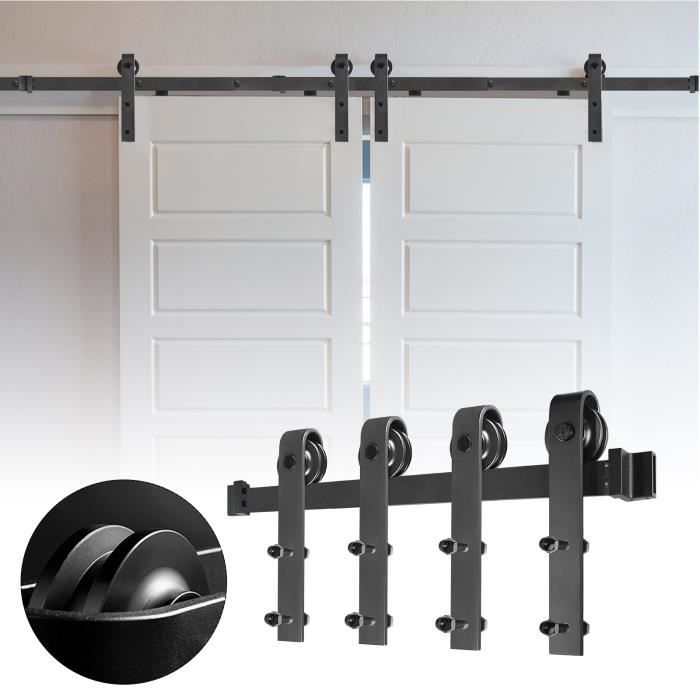 Kit de rails pour portes coulissantes - Acier au carbone - 366cm ...