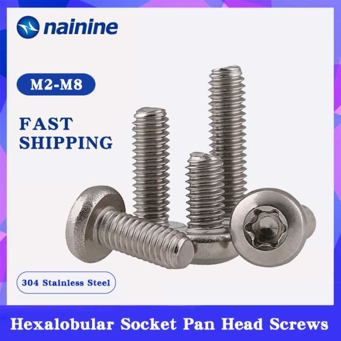 M8 (2Pcs)-50mm -Vis de sécurité ronde antivol pour Machine, en acier ...