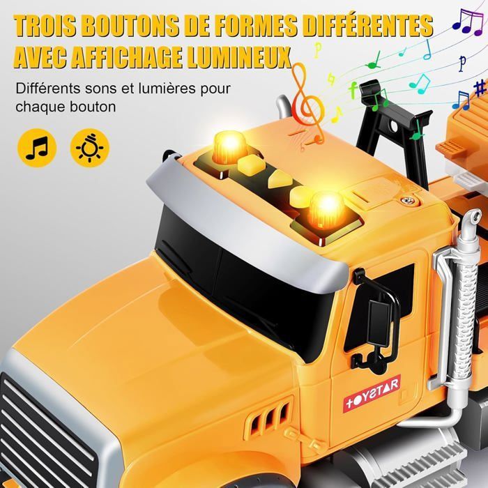 Camion Grue Jouet Enfant, Jouet Grue de Chantier avec Son, Camion ...