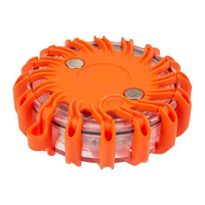 GYROPHARE / BALISE DE SIGNALISATION ORANGE RECHARGEABLE 16 LED A 360 ...