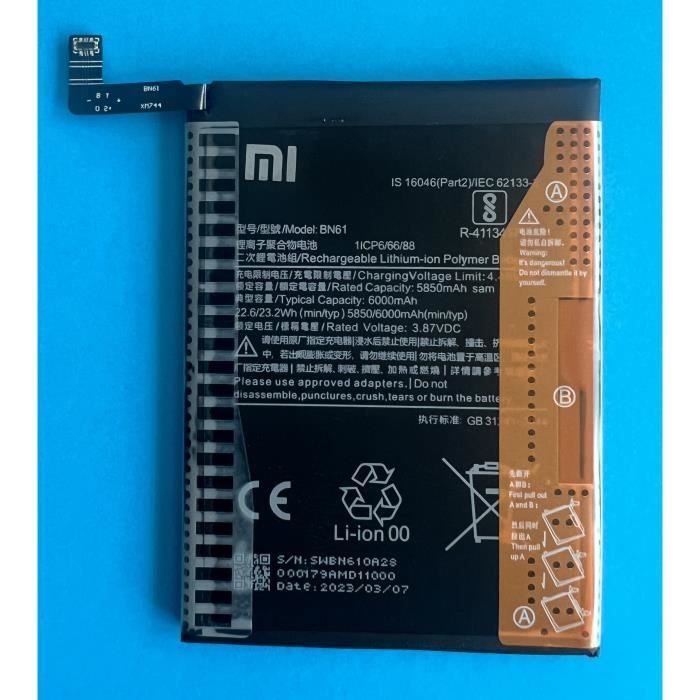 BATTERIE ORIGINE BN61 OEM XIAOMI POCO X3 M2007J20CI 6000mAh GENUINE ...