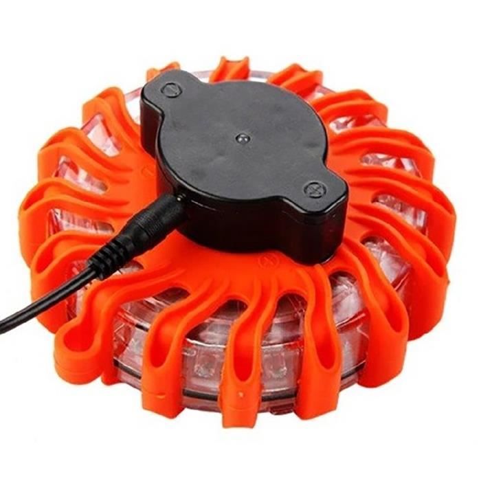 GYROPHARE / BALISE DE SIGNALISATION ORANGE RECHARGEABLE 16 LED A 360 ...