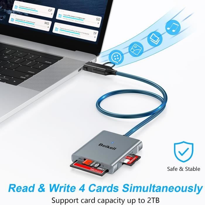 Lecteur De Carte Sd-Micro Sd, 4 En 1 Usb C & Usb 3.0 Double Connecteur ...