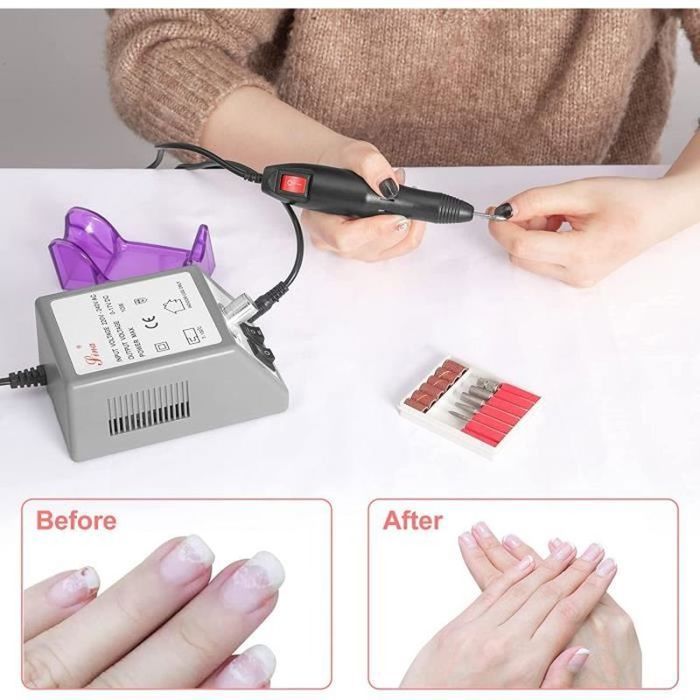 Lime a Ongle Electrique Ponceuse pour Ongles Professionnel Kit de ...