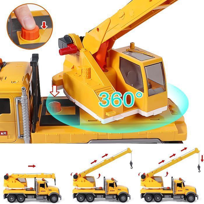 Camion Grue Jouet Enfant, Jouet Grue de Chantier avec Son, Camion ...