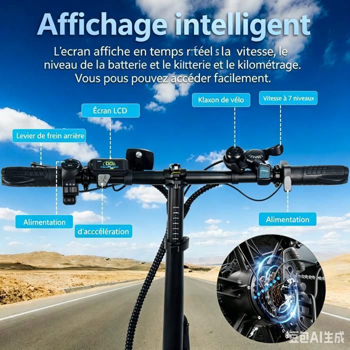Vélo électrique pliable 20'' , batterie 48 V 15 Ah , moteur 250 W, 25 ...