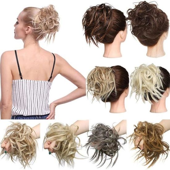 Tousled Updo Chignon Extensions De Cheveux Ondulés, Bande Élastique ...