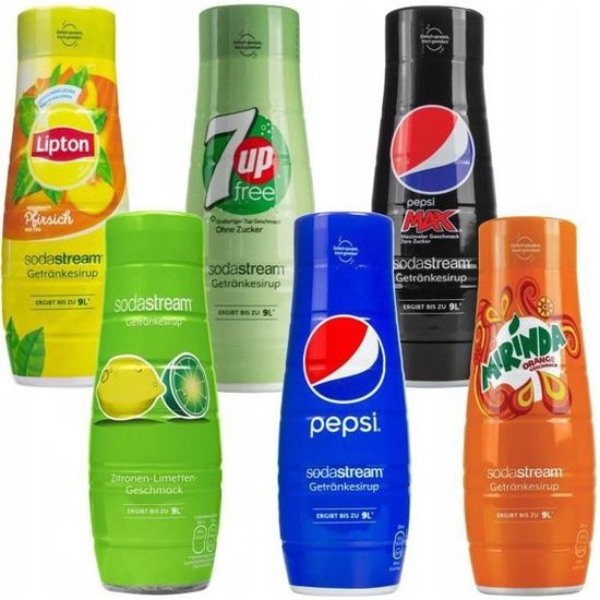 Sirop pour soda - Sodastream - Pack 6x440ml - Pepsi 7UP Mirinda Lipton ...