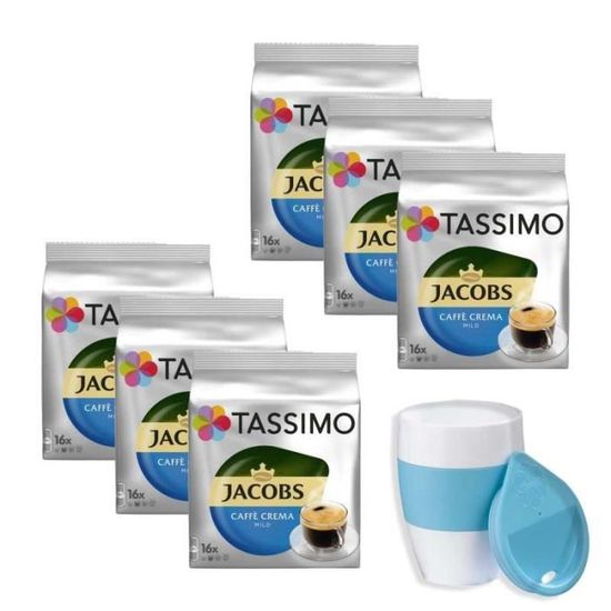 6 Tassimo Jacobs Caffè Crema Mild + Mug TASSIMO Koziol Aroma To Go ...