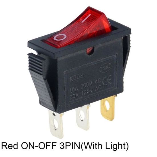 Red ON-OFF 3PIN -Interrupteur à bascule KCD3,1 pièce,2 positions ...