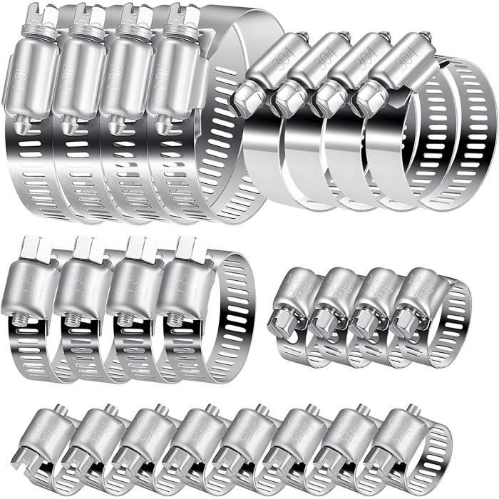 20 Pièces Collier de Serrage Réglable, Serre-Joints à Tuyau 304 Acier ...