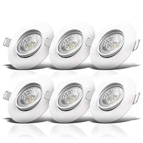 B.K.Licht lot de 6 spots LED à encastrer ultraplats 30mm, platines LED 5W/460Lu intégrées, spots ...