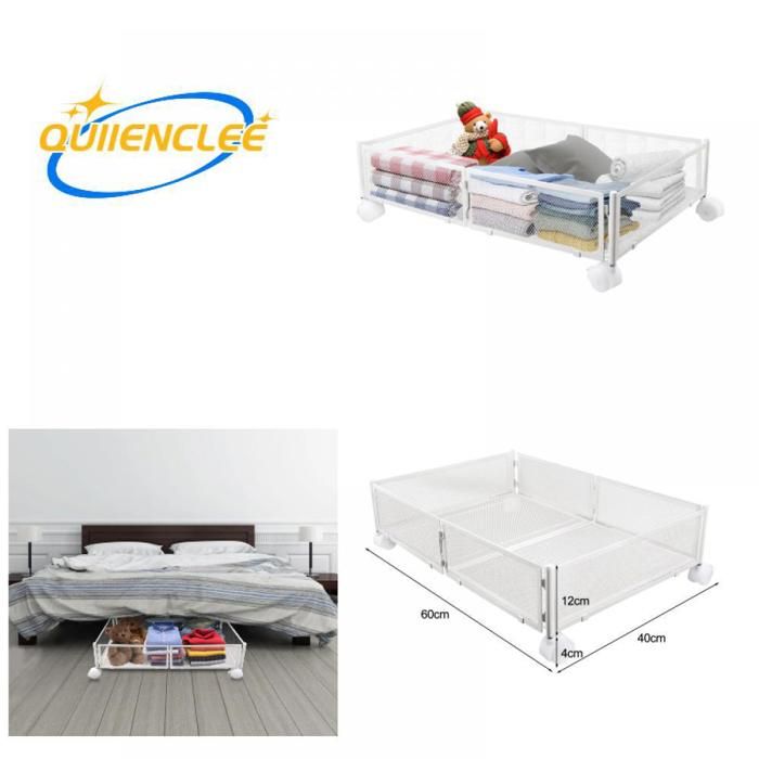 Rack de rangement blanc pliable et amovible - Rangement sous le lit ...