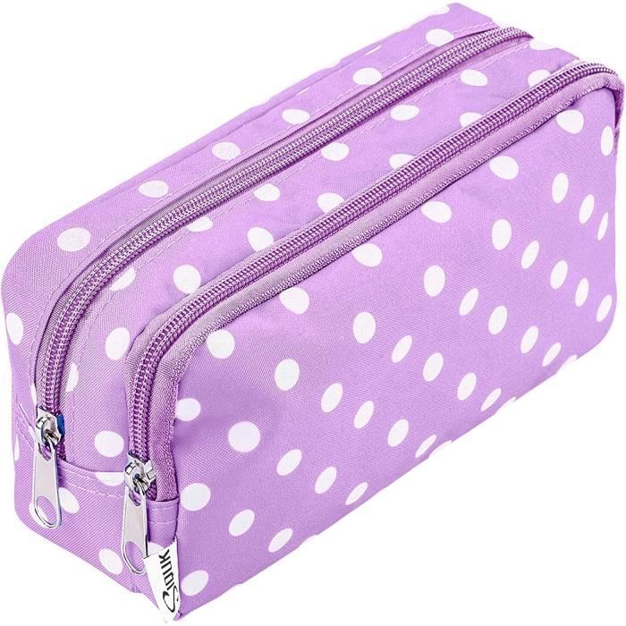 Trousse Violet Avec Point Blanc Grande Capacité Trousse Scolaire Con 2 ...