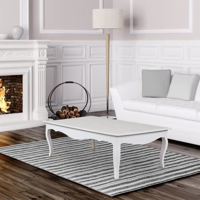 Table Basse Rectangulaire Blanche - Clemence - Forme Rectangulaire ...