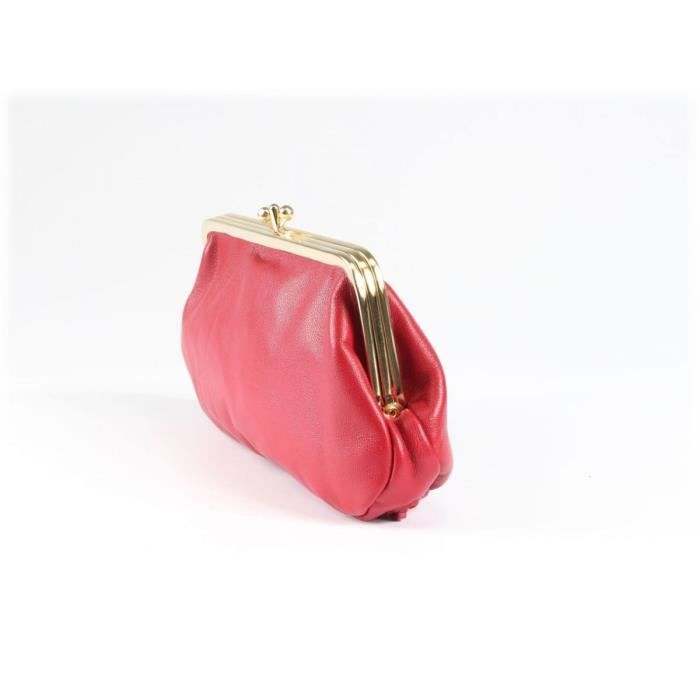 Porte-monnaie femme en cuir rouge, style bourse - Cdiscount Bagagerie ...