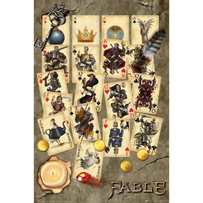 FABLE - Playing Cards - 61x91,5cm - AFFICHE - POSTER - Cdiscount Maison