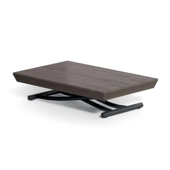 Table basse transformable LEONARDO en métal et Chêne Gris gris Bois ...