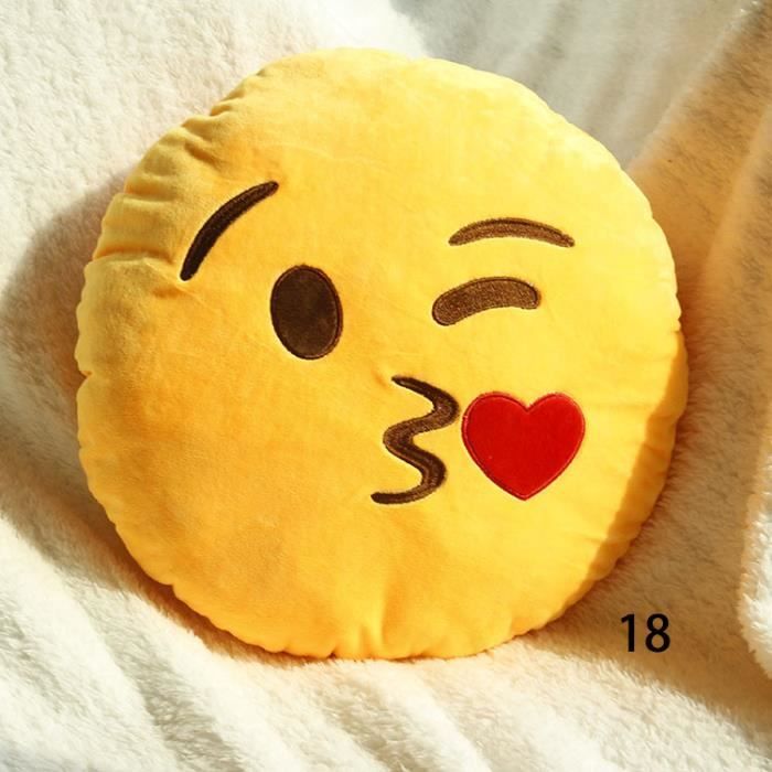 18# doux Coussin Emoji Smiley Emoticon jaune ronde de Présent Oreiller ...