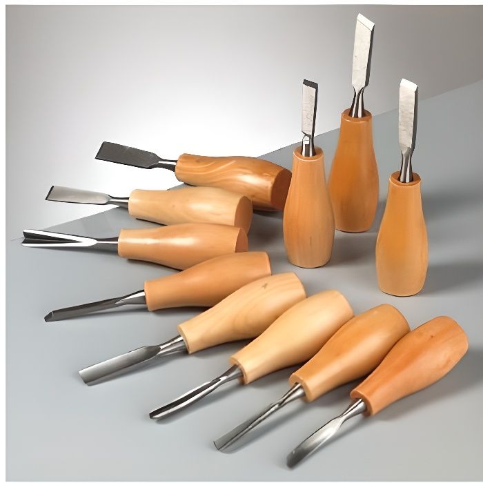 Outils de sculpture - EFCO - Gouges de 14 cm - Lot de 11 - Pierre Stéatite - Précision et ...