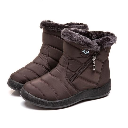 Bottes de Neige Femme - Bottes Hiver Imperméables - Fermeture Zip ...