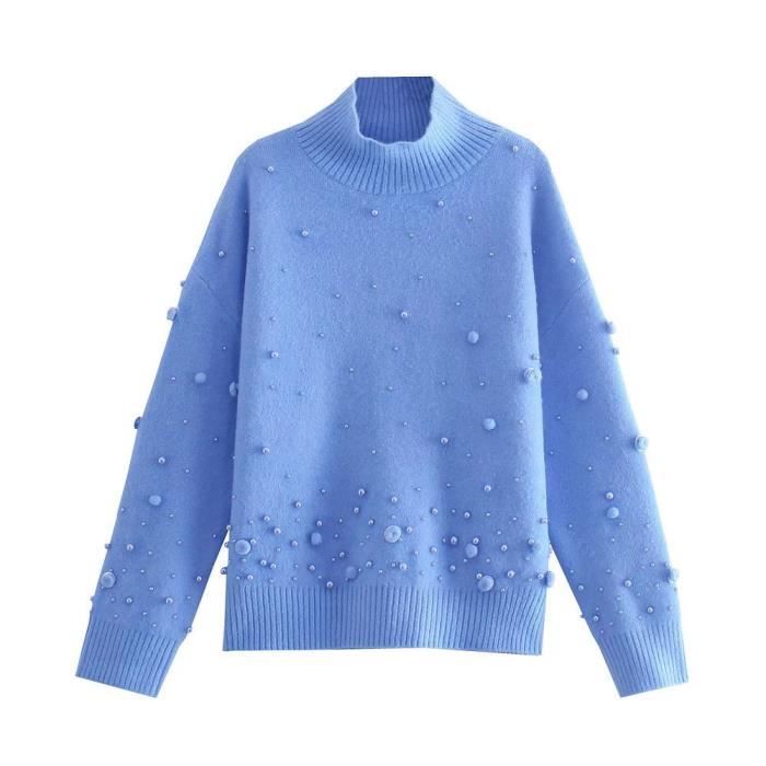CRAZE Automne hiver femmes lâche pompon Sequin pull col roulé pull à ...
