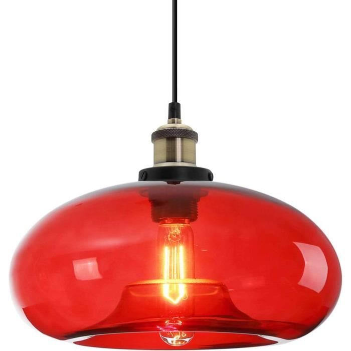 Plafonnier ,avec abat-jour en verre coloré, Lustre Loft Lampe à ...