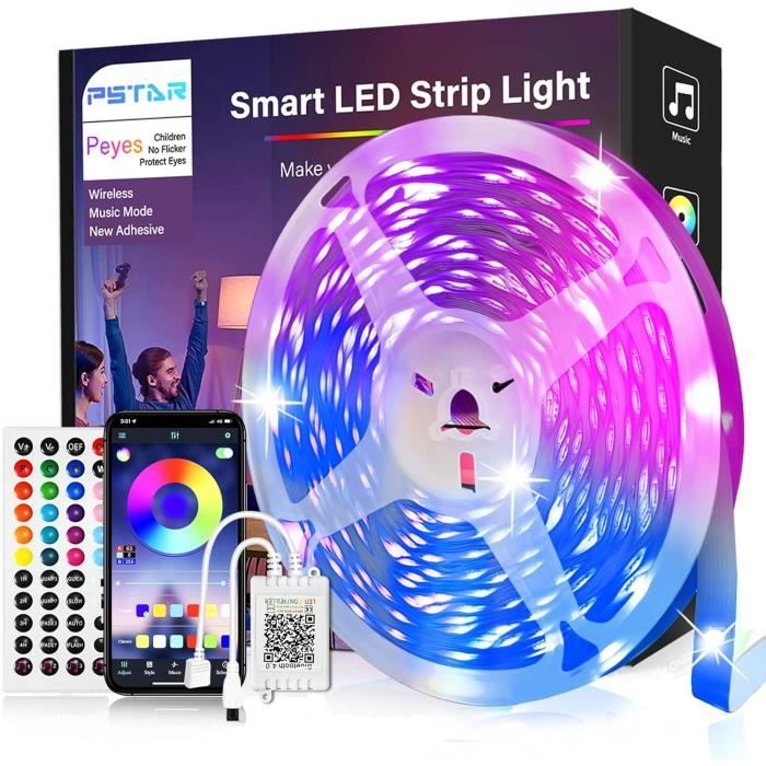 Ruban LED, Led Chambre 10M Bluetooth Bande LED RGB 24V, Bande Lumineuse LED RGB avec Contrôle d ...