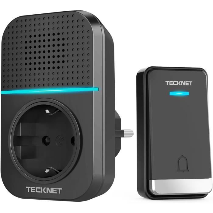TECKNET Sonnette sans Fil, 400M Sonnette de Porte IP65 Étanche Carillon ...