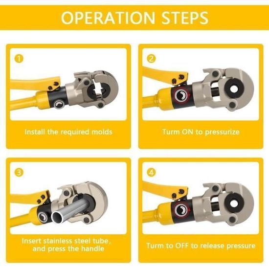 Pince à Sertir Multicouche professionnelle TEENO(100kn), Pour Tuyaux en Cuivre, Tuyaux en Acier ...
