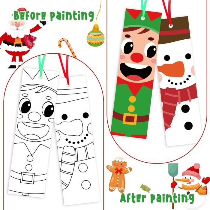 Lot De 75 Marque-Pages Vierges De Noël À Colorier Pour Enfants Pour ...
