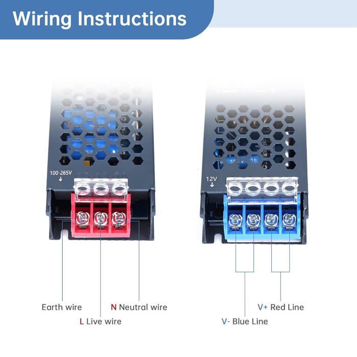 Transformateur 220V 12V, LED Transfo 100W 8,3A Adaptateur Alimentation ...