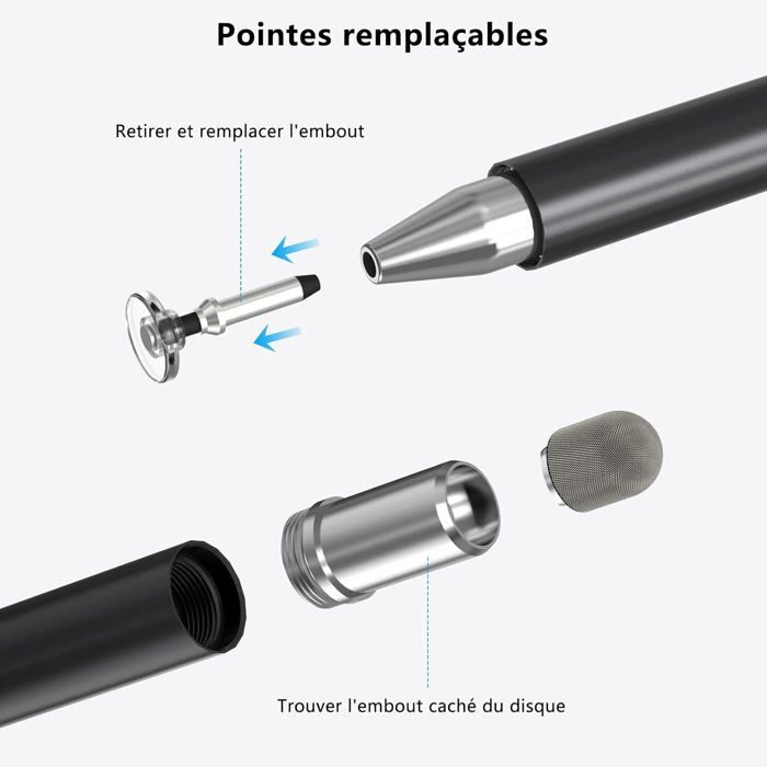 Stylet Tablette 2 en 1 Universel - Compatible iPhone, iPad, Samsung ...