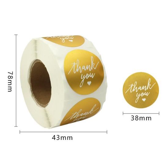 500 Pièces Autocollants Etiquette Merci Étiquettes Remerciement Thank ...