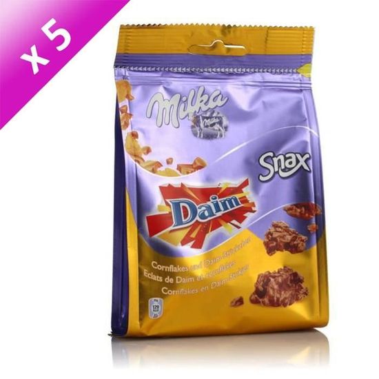 [LOT DE 5] MILKA Daim Snax Cornflakes chocolatées - 145 g - Cdiscount Au quotidien